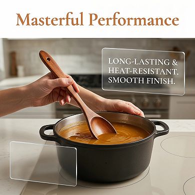 1 Pcs Wood Cooking Spoon Non Stick Safe Heat Resistant Ergonomic ...