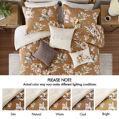 7-Piece Cal King Reversible Floral & Texture Design Comforter Set