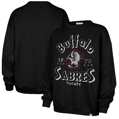 Women's '47 Black Buffalo Sabres Circle Change Stars Oversized Sweatshirt