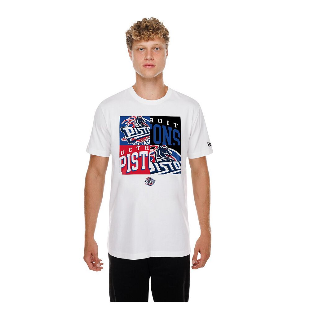 Men's New Era White Detroit Pistons Block Logo T-Shirt