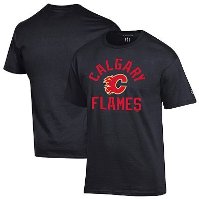 Men's Champion Black Calgary Flames Primary Logo Jersey T-Shirt