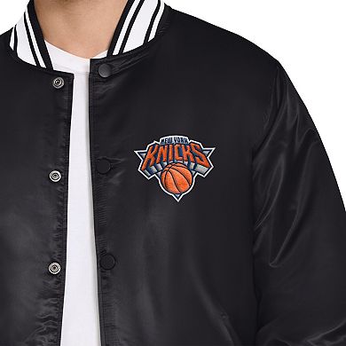 Men's Starter Black New York Knicks Final Buzzer Satin Varsity Full ...