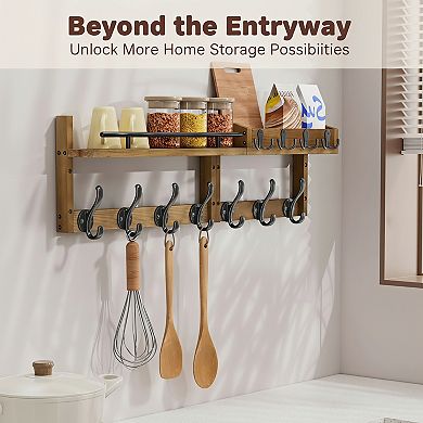 Coat Rack Wall Mount with Shelf Set of 2 Heavy Duty