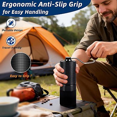 Manual coffee grinder with adjustable conical burrs and drip dripper ...
