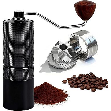 Manual coffee grinder with adjustable conical burrs and drip dripper ...