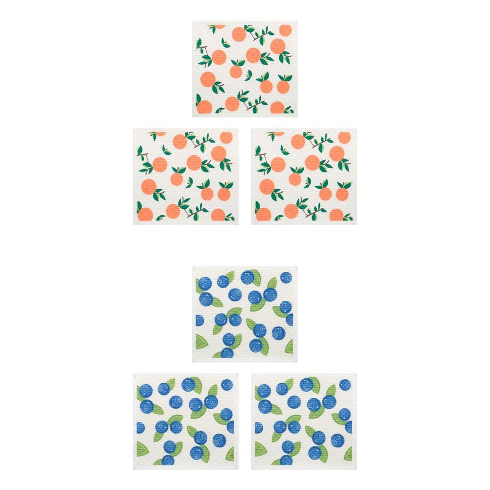 6 Packs Reusable Swedish Kitchen Dish Cloths Fruit Patten Towels Quick ...