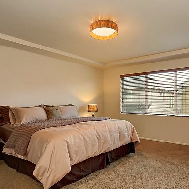 C Cattleya 14.25-Inch Farmhouse 3CCT LED Flush Mount Ceiling Light with ...