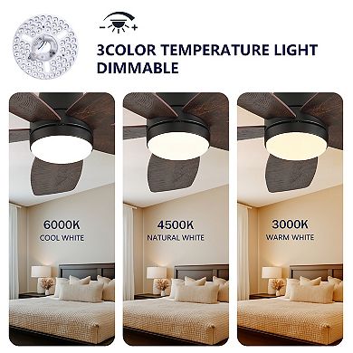 Loheer 32 Inch Low Profile Ceiling Fan with Light & Remote Dimmable ...