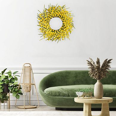 Artificial Spring Summer Wreath Silk Flowers Berries Green Leaves for ...