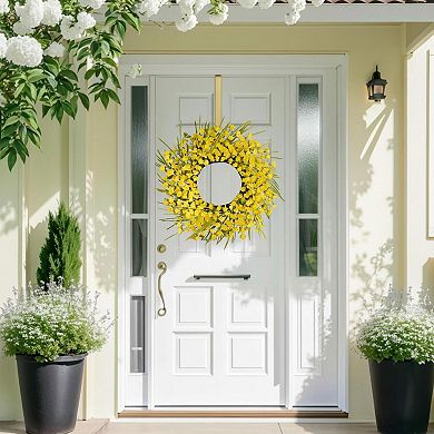 Artificial Spring Summer Wreath Silk Flowers Berries Green Leaves for ...