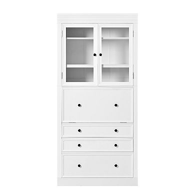 Aoolive 78" Shaker Kitchen Pantry Cabinet with Power Outlet, 3 Drawers ...