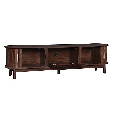 Aoolive Modern Farmhouse 65" TV Stand with Solid Wood Legs & Sliding ...