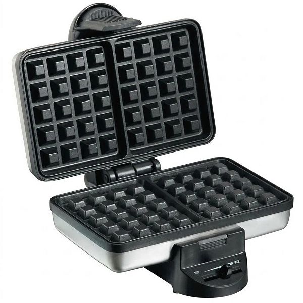 Mini Belgian Waffle Maker PFAS-Free Non-Stick Plates with Shade Control