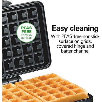 Mini Belgian Waffle Maker PFAS-Free Non-Stick Plates with Shade Control