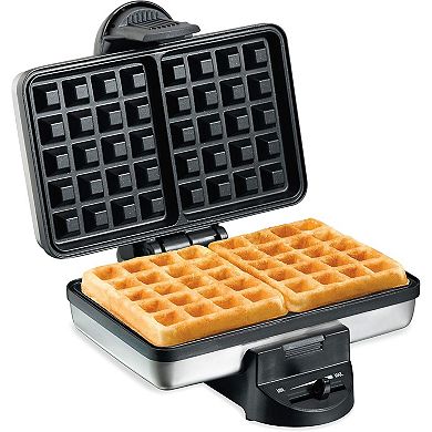 Mini Belgian Waffle Maker PFAS-Free Non-Stick Plates with Shade Control