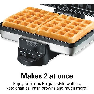 Mini Belgian Waffle Maker PFAS-Free Non-Stick Plates with Shade Control
