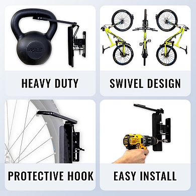 Swivel Mount Bike Storage Rack - 1-Bike Wall Hook