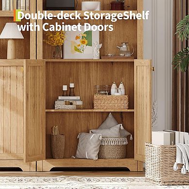 71" Tall Arched Book Shelf, 5-Tier Freestanding Bookshelf with Double ...
