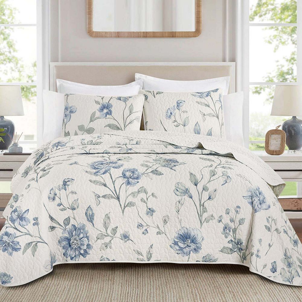 Marcielo 3 Piece Lightweight Quilt Bedspread Set Reversible Floral ...