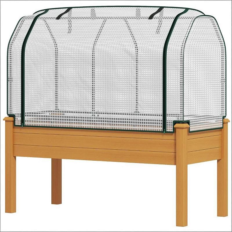 Trikiousd Outdoor Raised Planter Box with Cover, Garden Bed Vegetables ...