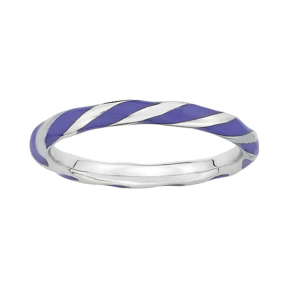 Stacks & Stones Sterling Silver Purple Enamel Twist Stack Ring