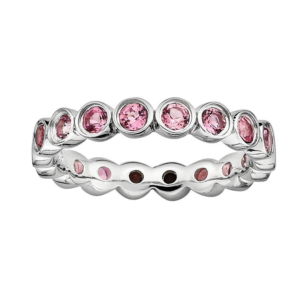Stacks & Stones Sterling Silver Pink Tourmaline Eternity Stack Ring