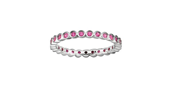 Stacks and Stones Sterling Silver Lab-Created Ruby Stack Ring