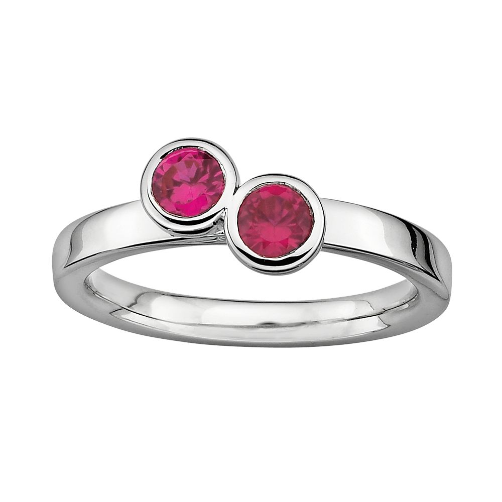 Stacks & Stones Sterling Silver Lab-Created Ruby Stack Ring