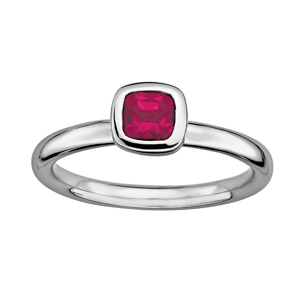 Stacks & Stones Sterling Silver Lab-Created Ruby Stack Ring