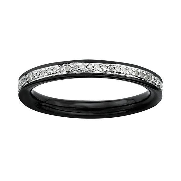 Stacks & Stones Ruthenium-Plated Sterling Silver 1/5-ct. T.W. Diamond ...