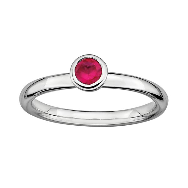 Stacks & Stones Sterling Silver Lab-Created Ruby Stack Ring