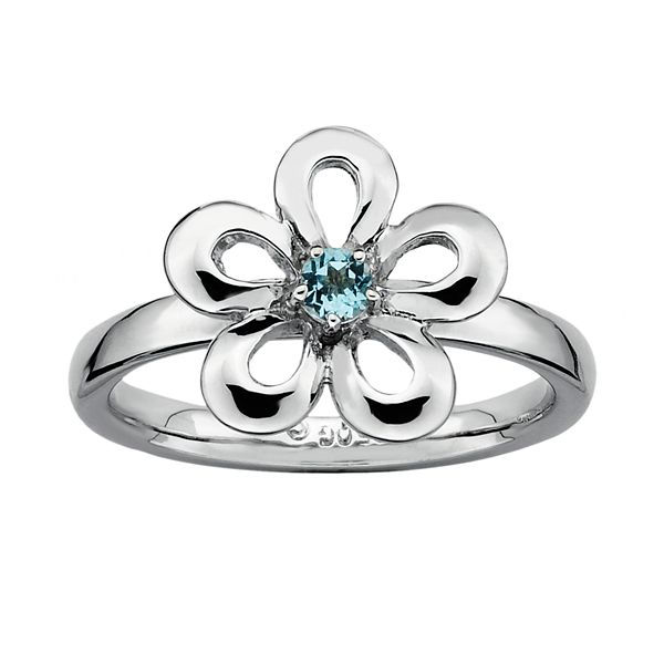 Stacks & Stones Sterling Silver Blue Topaz Flower Stack Ring