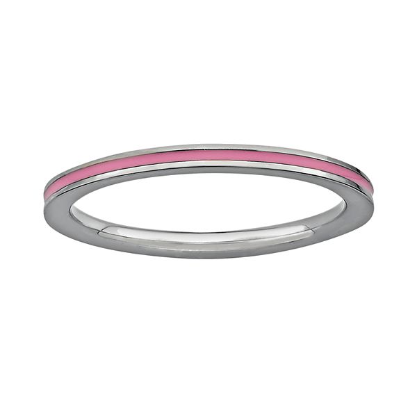 Stacks & Stones Sterling Silver Pink Enamel Stack Ring