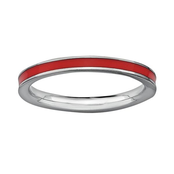 Stacks & Stones Sterling Silver Red Enamel Stack Ring
