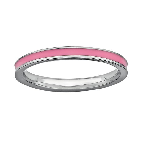 Stacks & Stones Sterling Silver Pink Enamel Stack Ring
