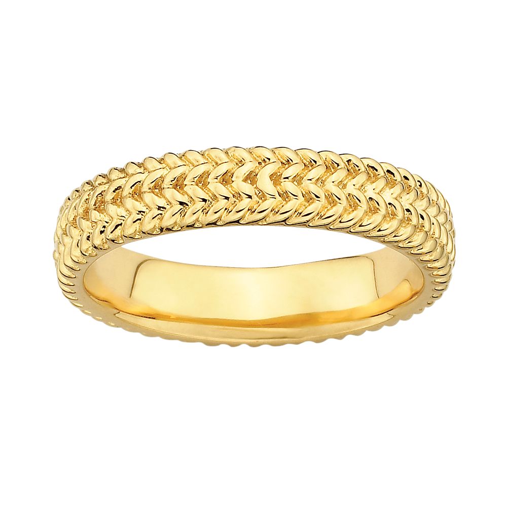 Stacks & Stones 18k Gold Over Silver Herringbone Stack Ring