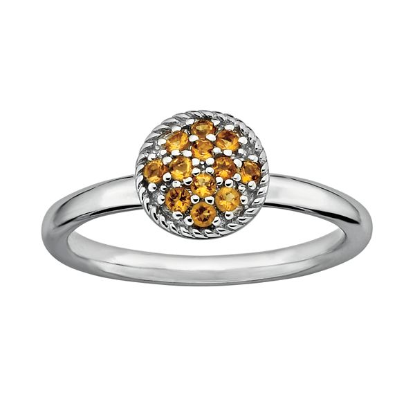 Stacks & Stones Sterling Silver Citrine Cluster Stack Ring