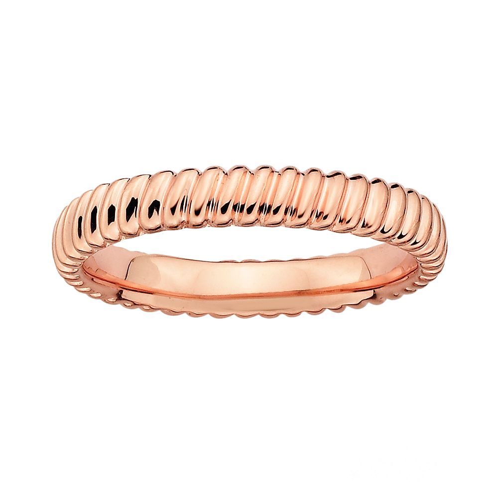 Stacks & Stones 18k Rose Gold Over Silver Ribbed Stack Ring