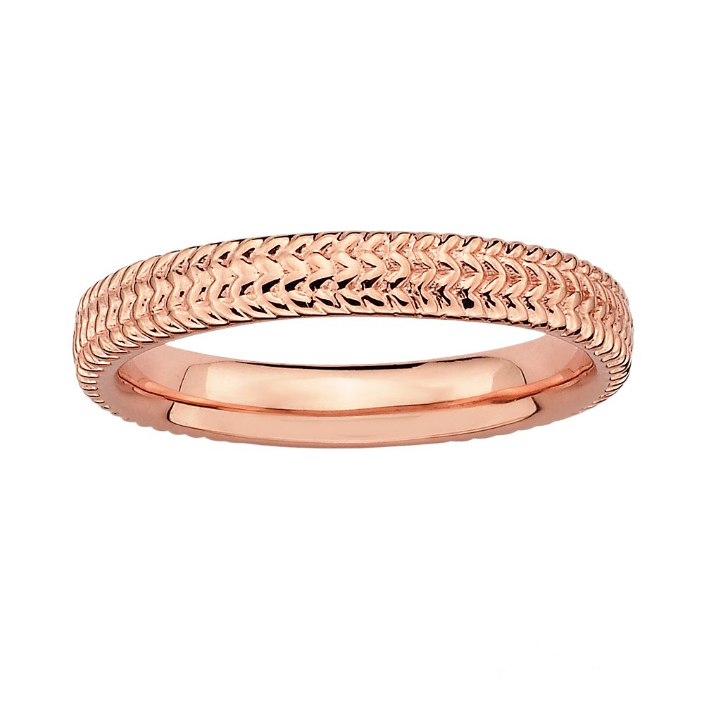 Stacks & Stones 18k Rose Gold Over Silver Textured Stack Ring