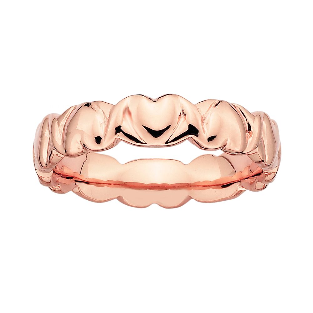 Stacks & Stones 18k Rose Gold Over Silver Heart Stack Ring