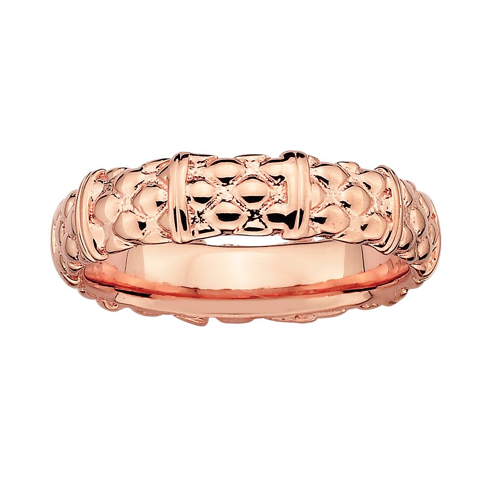 Stacks & Stones 18k Rose Gold Over Silver Textured Stack Ring
