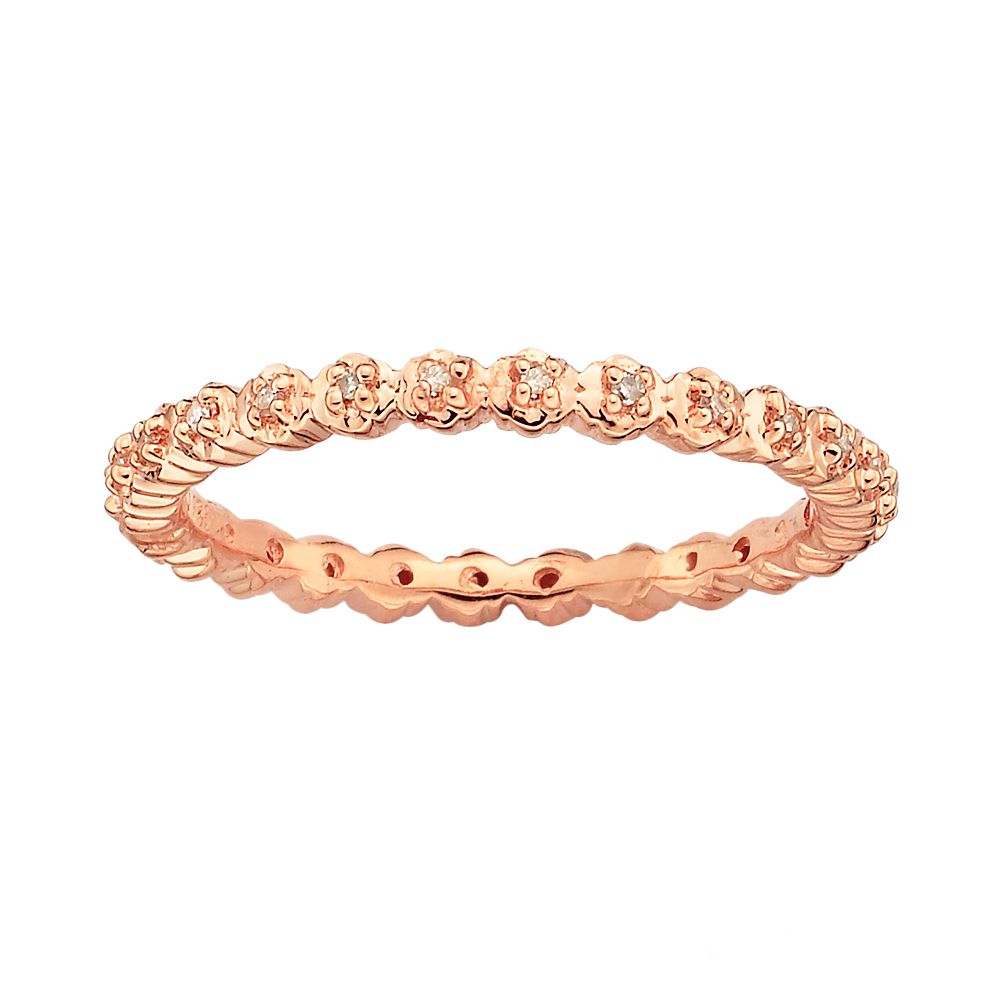 Stacks & Stones 18k Rose Gold Over Silver Diamond Accent Stack Ring
