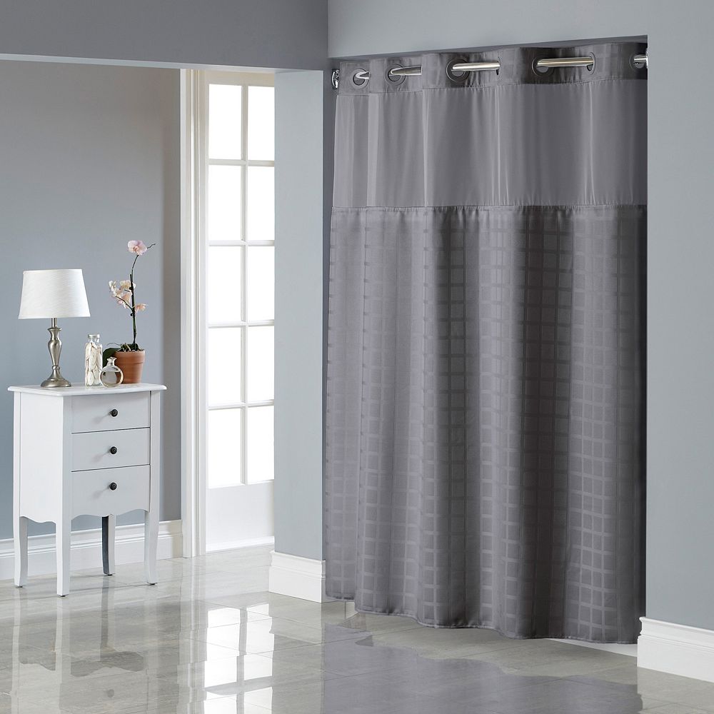 Hookless Square Tile Jacquard Lined Shower Curtain Collection