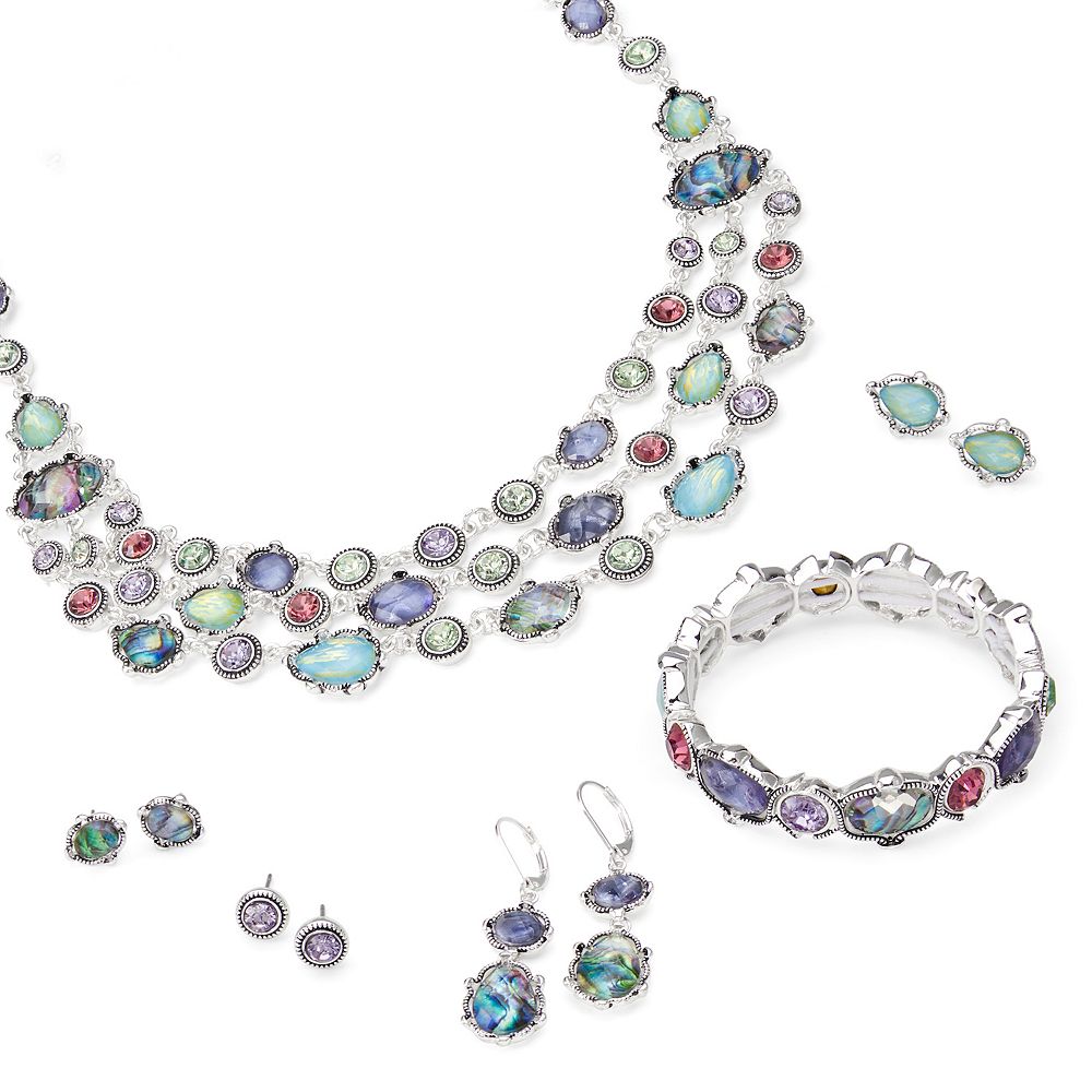 Napier Silver Tone & Multi-Colored Simulated Stone Jewelry Collection