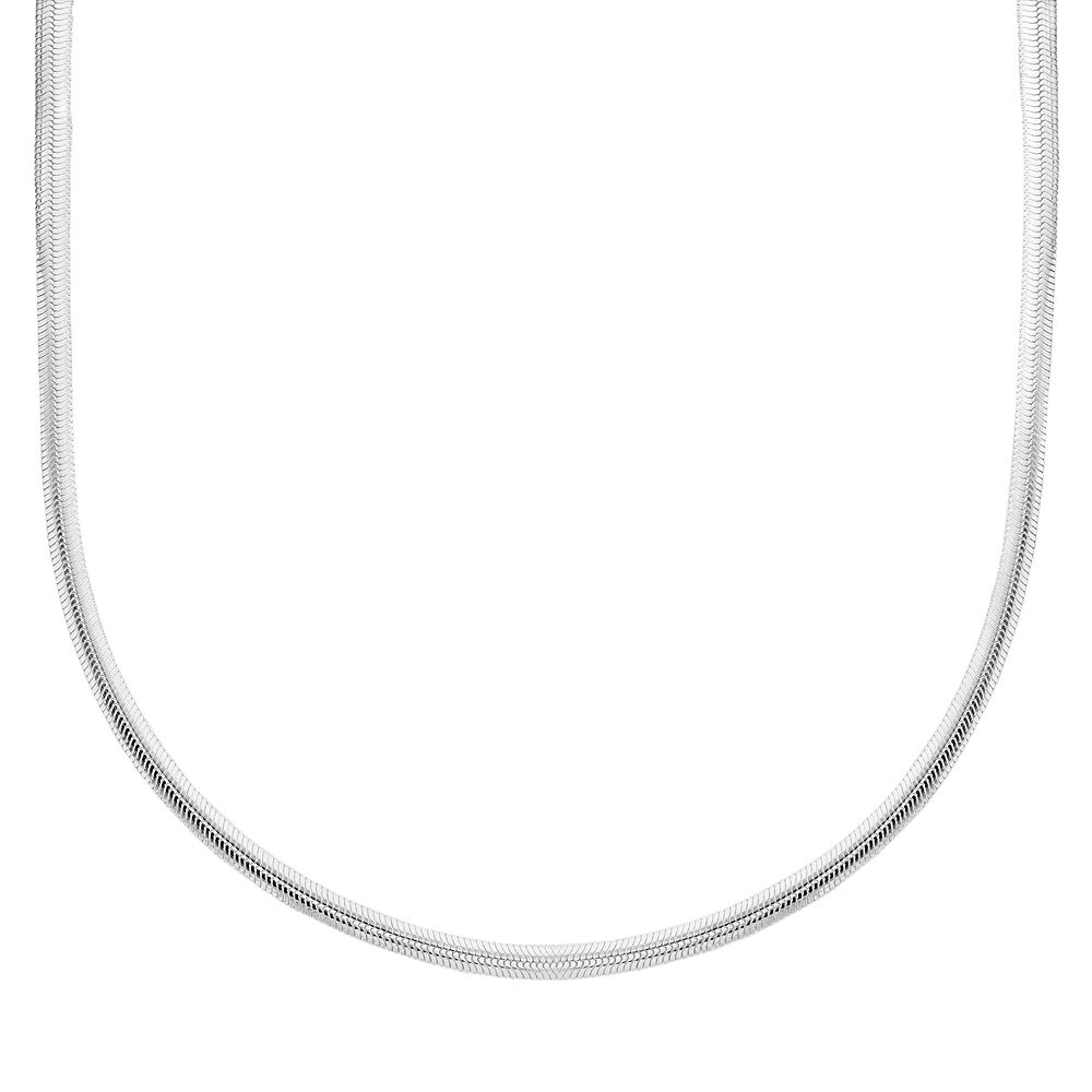 Silver-Bonded Oval Snake Chain Necklace