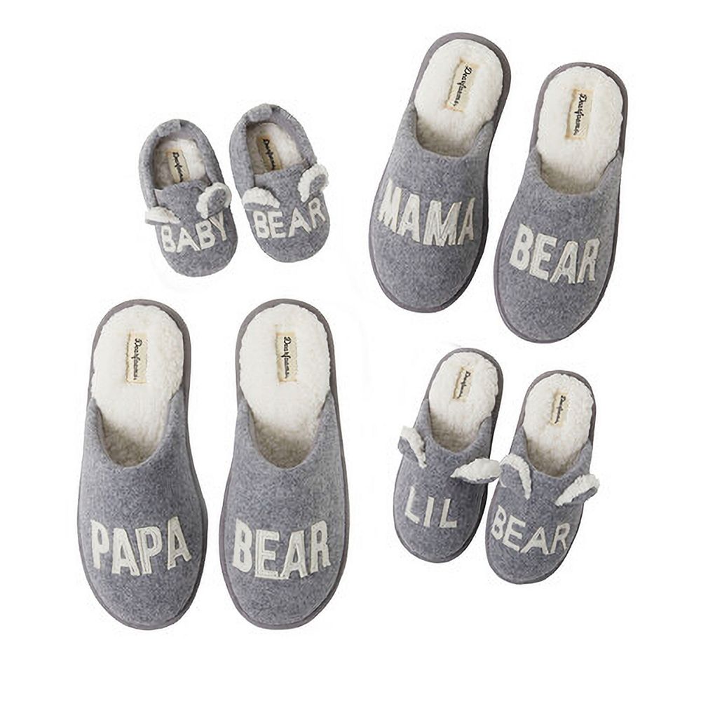 Dearfoams Casey Bear Family Scuff Slipper Collection