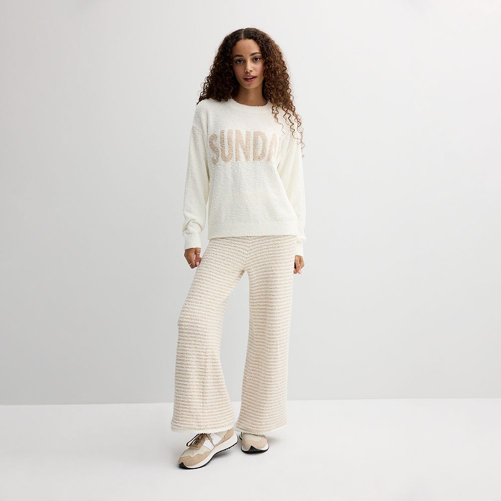 Juniors' Pink Republic Sweatshirt, Wide Leg Pants and Joggers Separates