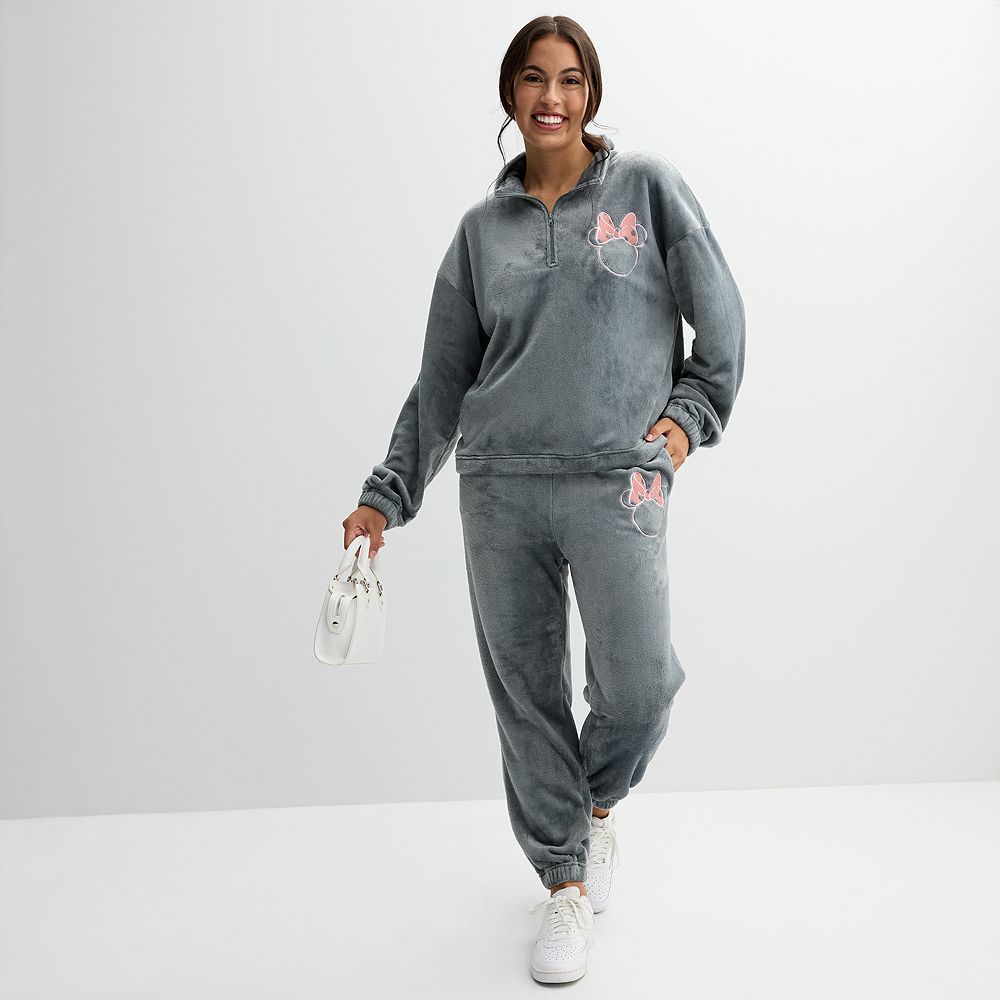 Disney's Minnie Mouse Juniors' Woobie Quarter-Zip Pullover & Jogger ...