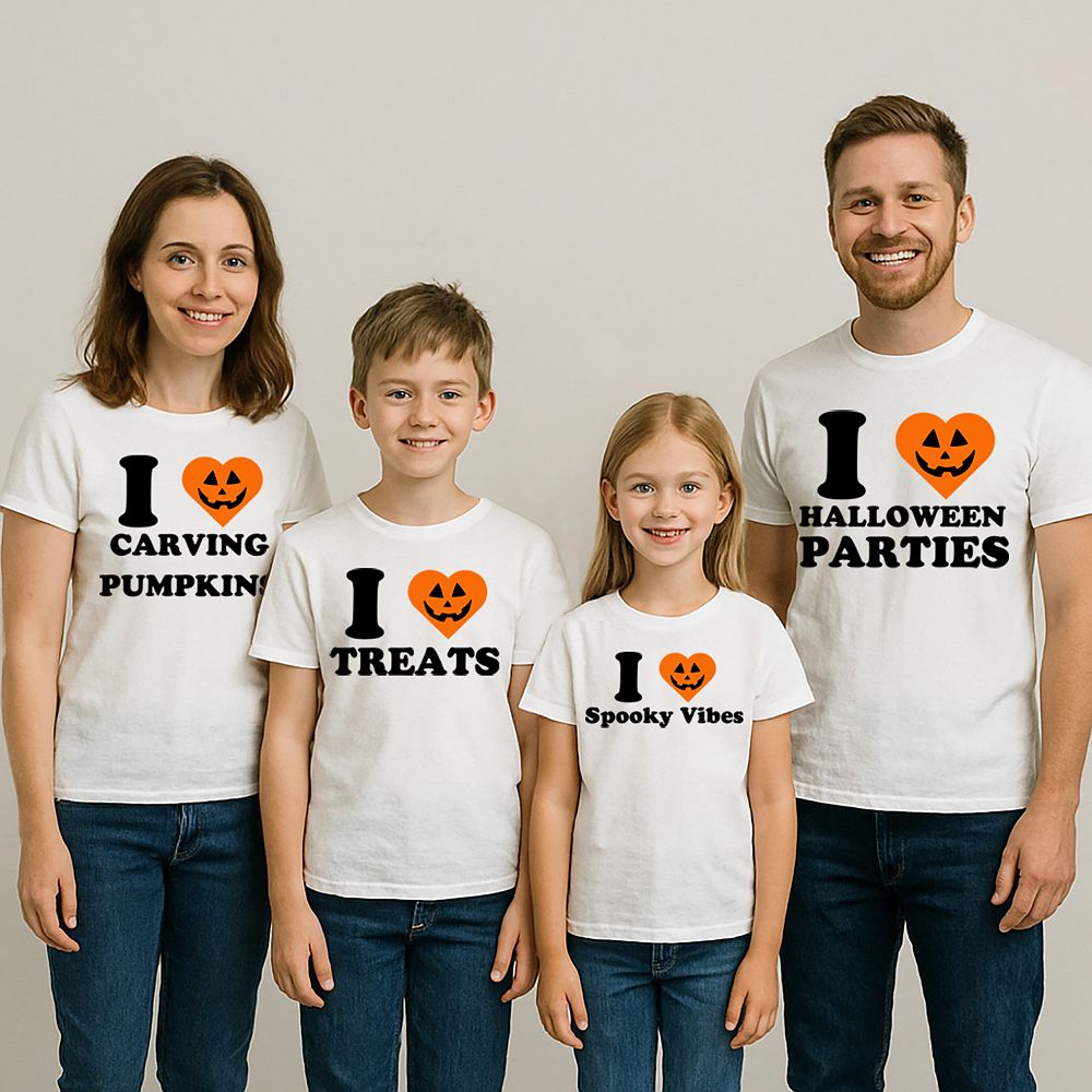 I Pumpkin Heart Halloween Matching Family Graphic Tees
